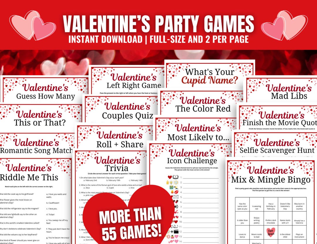 Valentine's Day Games MEGA Bundle: 57 Fun Party Games, Activities and ...