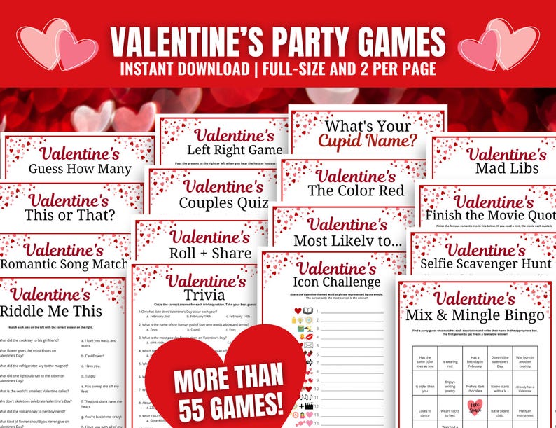 Valentine's Day Games MEGA Bundle: 57 Fun Party Games, Activities and ...