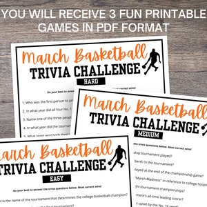 March College Basketball Trivia BUNDLE, Trivia Questions & Answers ...