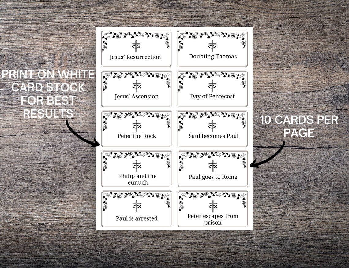 Bible Pictionary Cards: Fun Christian Game (printable, 100 Cards) - Etsy