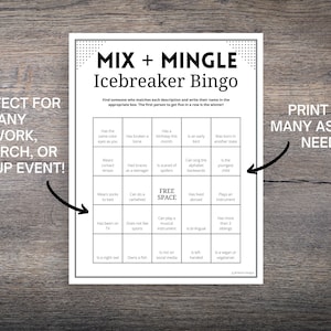Mix & Mingle Icebreaker Bingo: Fun Group Activity (PDF) - Etsy