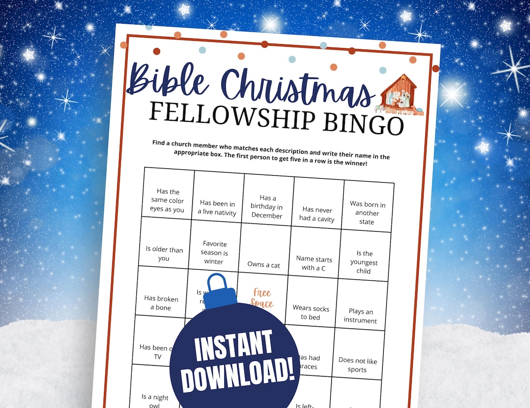 Bible Christmas Fellowship Bingo Game: Church Icebreaker (digital ...