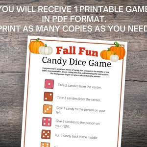 Fall Candy Dice Game: Fun Autumn Party Activity (digital Download) - Etsy