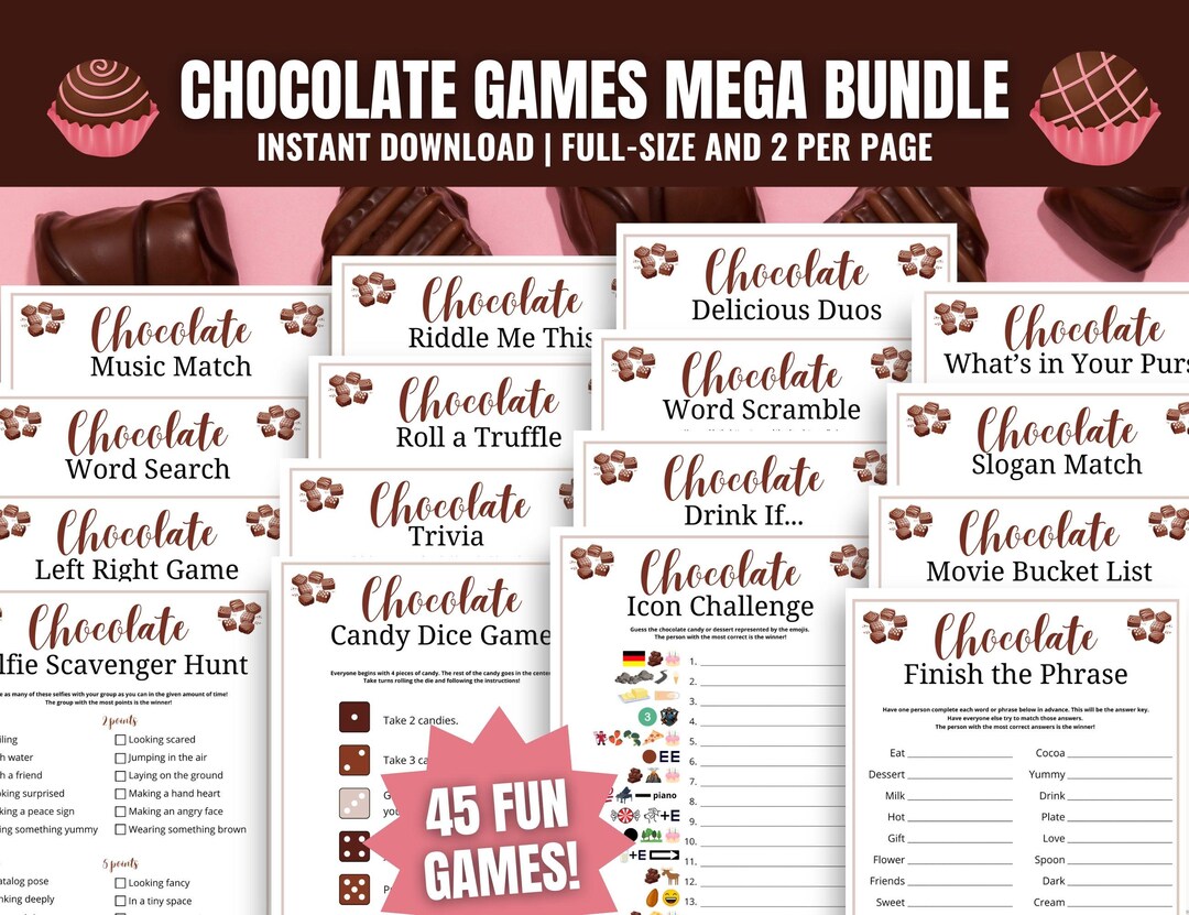 Chocolate Games BUNDLE, Chocolate Party Games, Chocolate Trivia ...