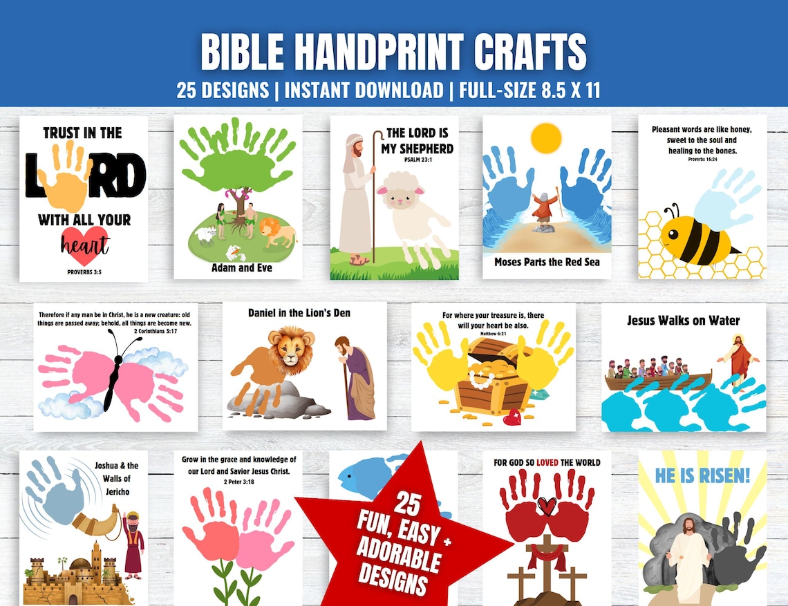 Bible Handprint Craft Templates: Sunday School Nursery Activity ...