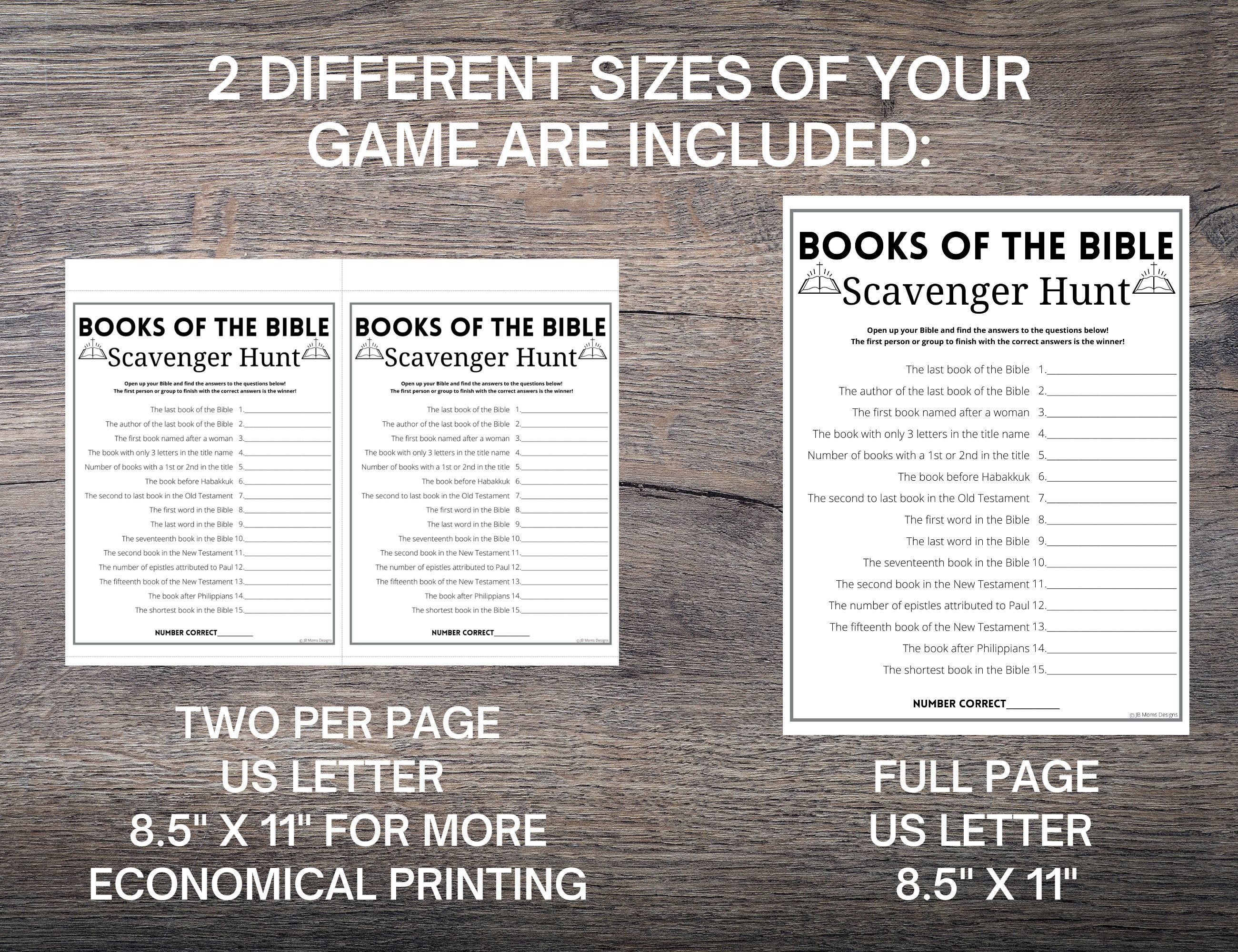 Books of the Bible Scavenger Hunt Game Fun Printable Bible - Etsy