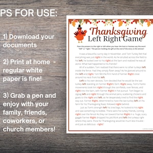Thanksgiving Left Right Game: Fun Icebreaker for Kids and Adults (PDF ...