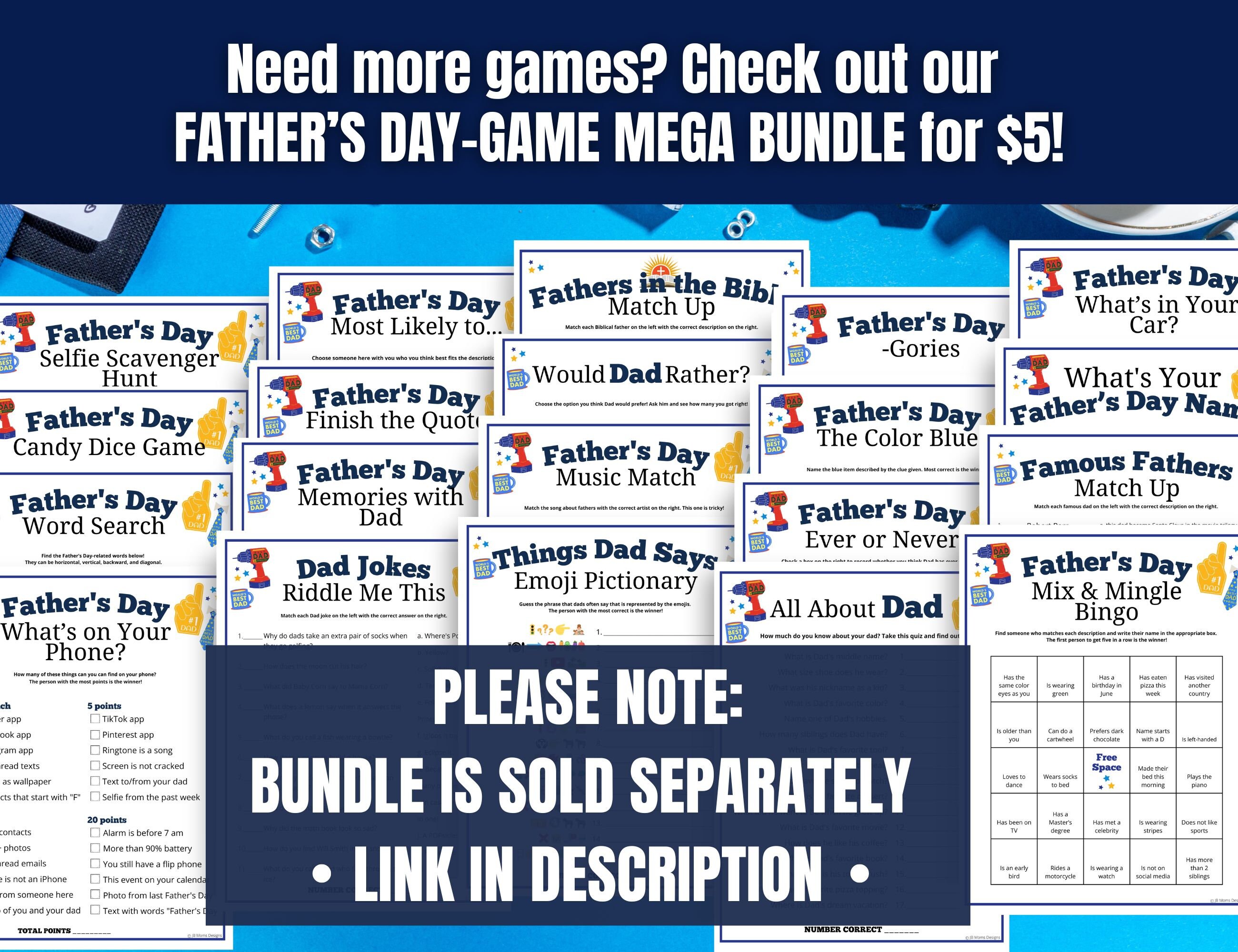 Father's Day Trivia Game: Famous Dads Matching Quiz (printable PDF) - Etsy