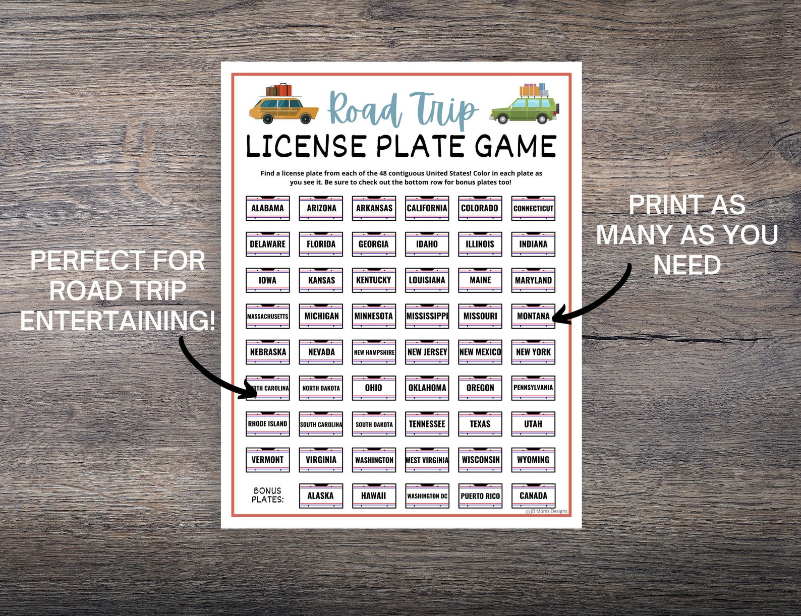 License Plate Game: Road Trip Scavenger Hunt (printable PDF) - Etsy