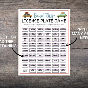 License Plate Game: Road Trip Scavenger Hunt (printable PDF) - Etsy