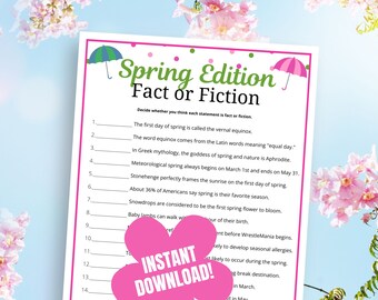 Spring Fact or Fiction Game, Printable Spring Games, Spring True or ...