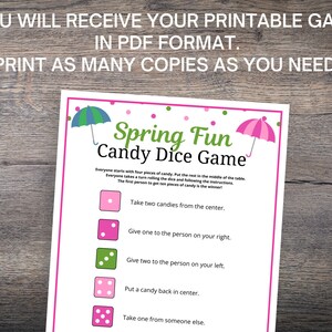 Spring Candy Dice Game, Fun Spring Game for Kids & Teens, Spring ...