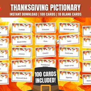 Thanksgiving Pictionary Cards: Fun Family Game (printable) - Etsy