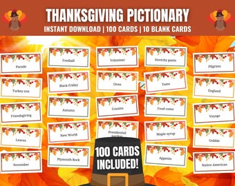 Printable Thanksgiving Pictionary or Charades Cards for Families ...