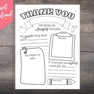 Teacher Thank You Printable: End of Year Gift (PDF Download) - Etsy