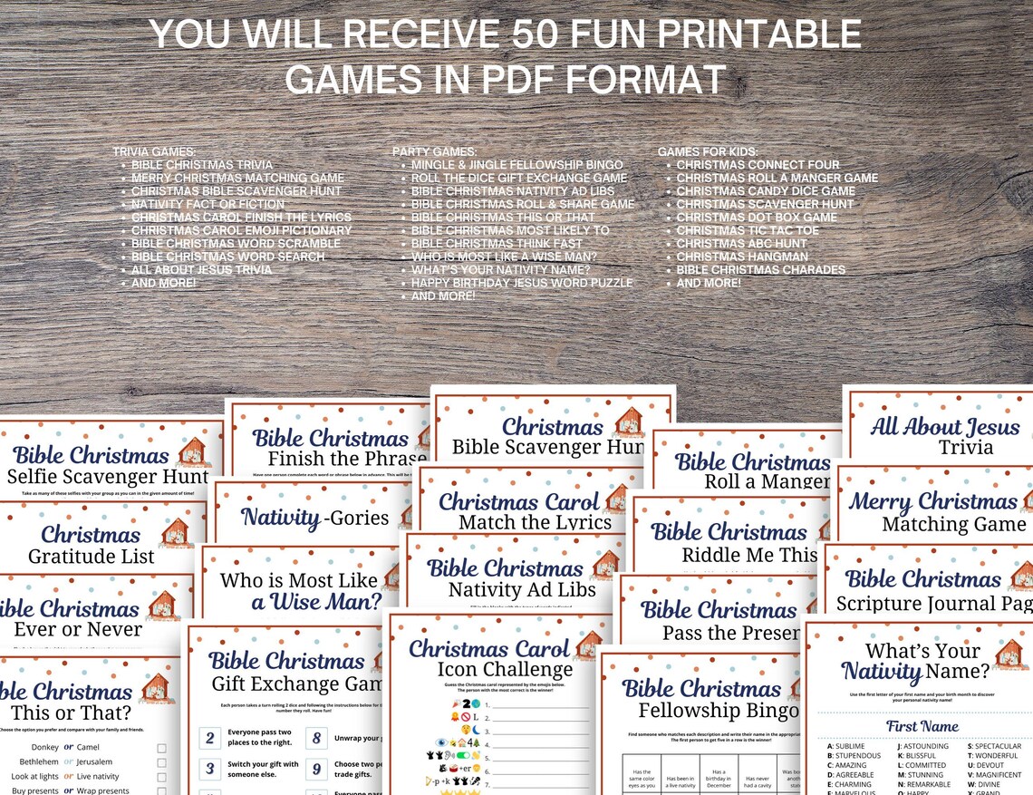 Bible Christmas Games MEGA Bundle: Nativity Party Activities and ...