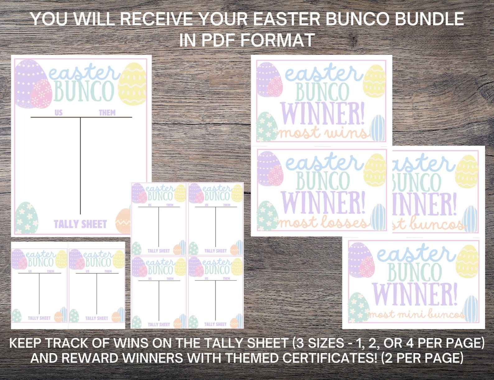 Easter Bunco Party Bundle: Printable Scorecards, Tally Sheets and More ...