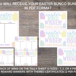 Easter Bunco Party Bundle: Printable Scorecards, Tally Sheets and More ...