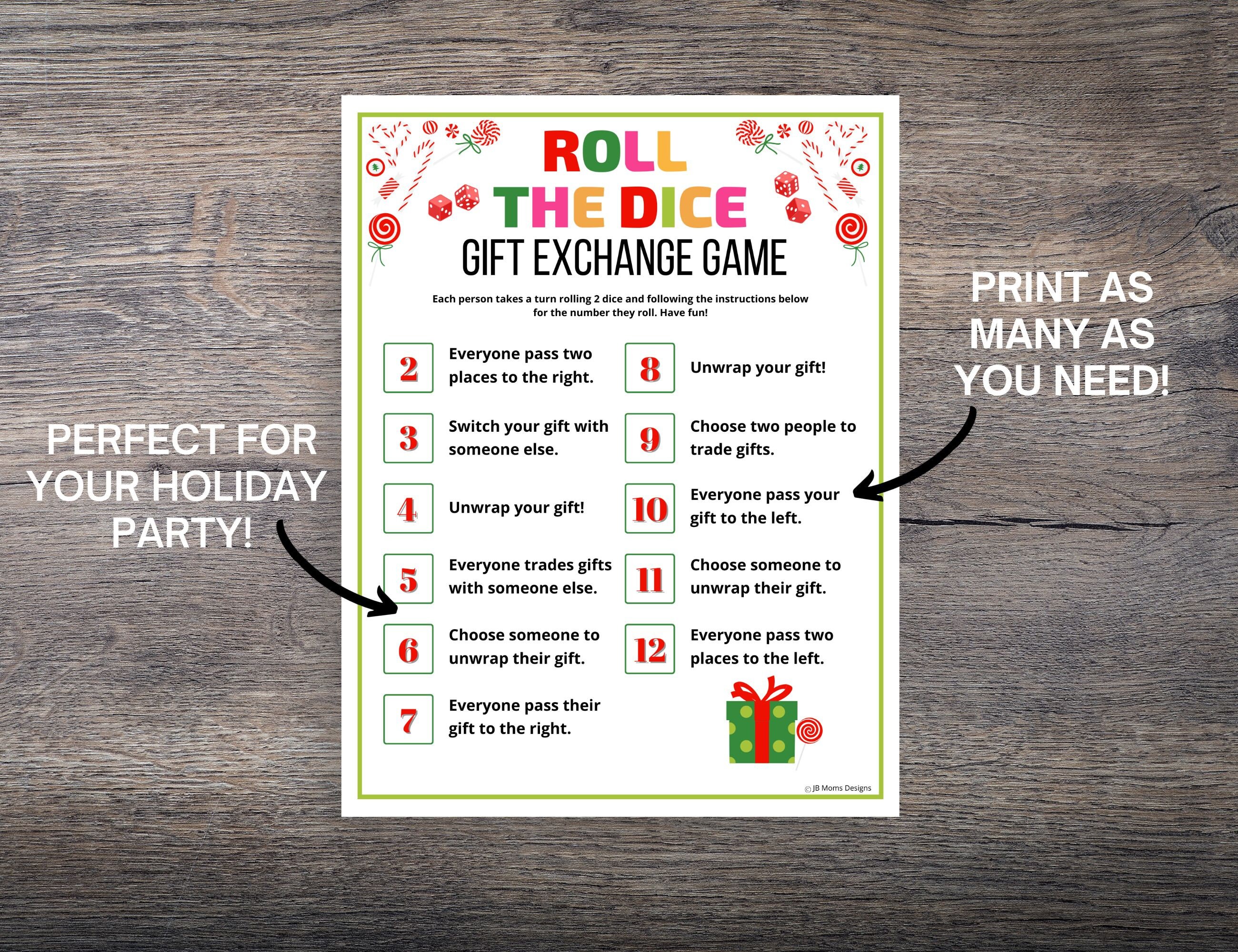Holiday Roll the Dice Gift Exchange Game (digital Download) - Etsy