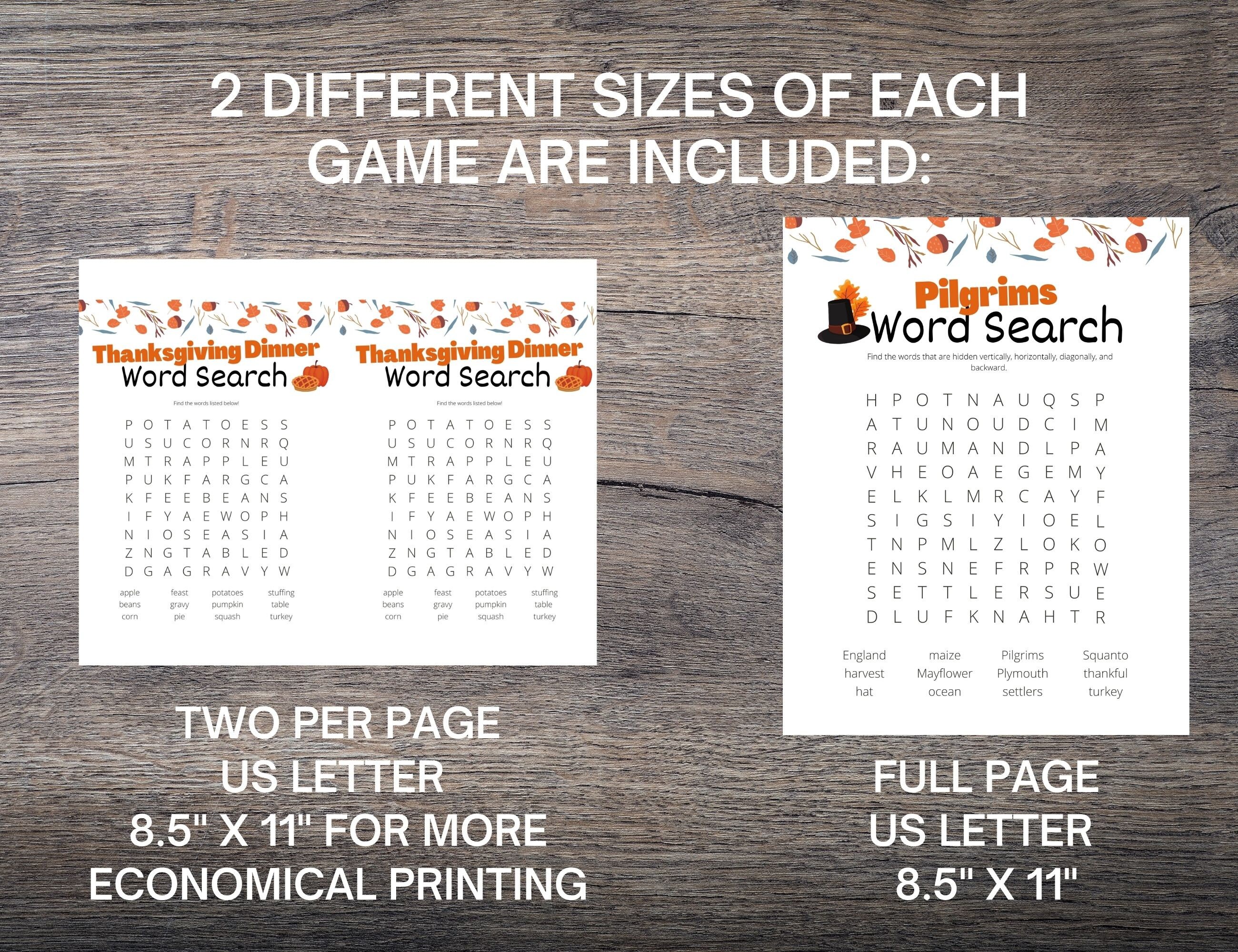 Thanksgiving Word Search BUNDLE Thanksgiving Games Kids - Etsy