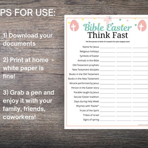 Bible Easter Think Fast Game: Printable Christian Easter Activity (PDF ...