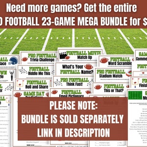 Football Bingo Game: Fun Party Idea (printable PDF) - Etsy