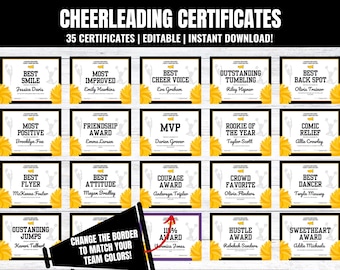 Cheerleading Award Certificates | Cheer Award Certificates - Etsy