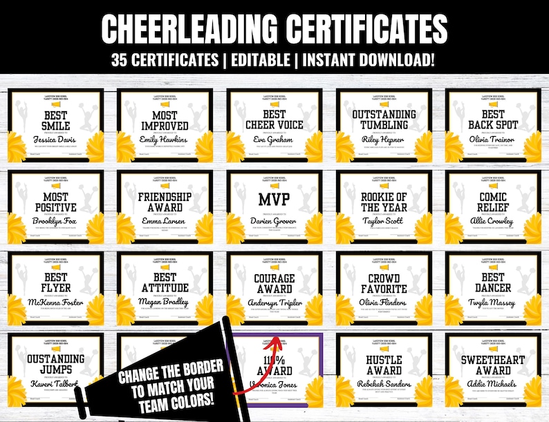 Editable Cheerleading Award Certificates: End of Season Team Awards ...