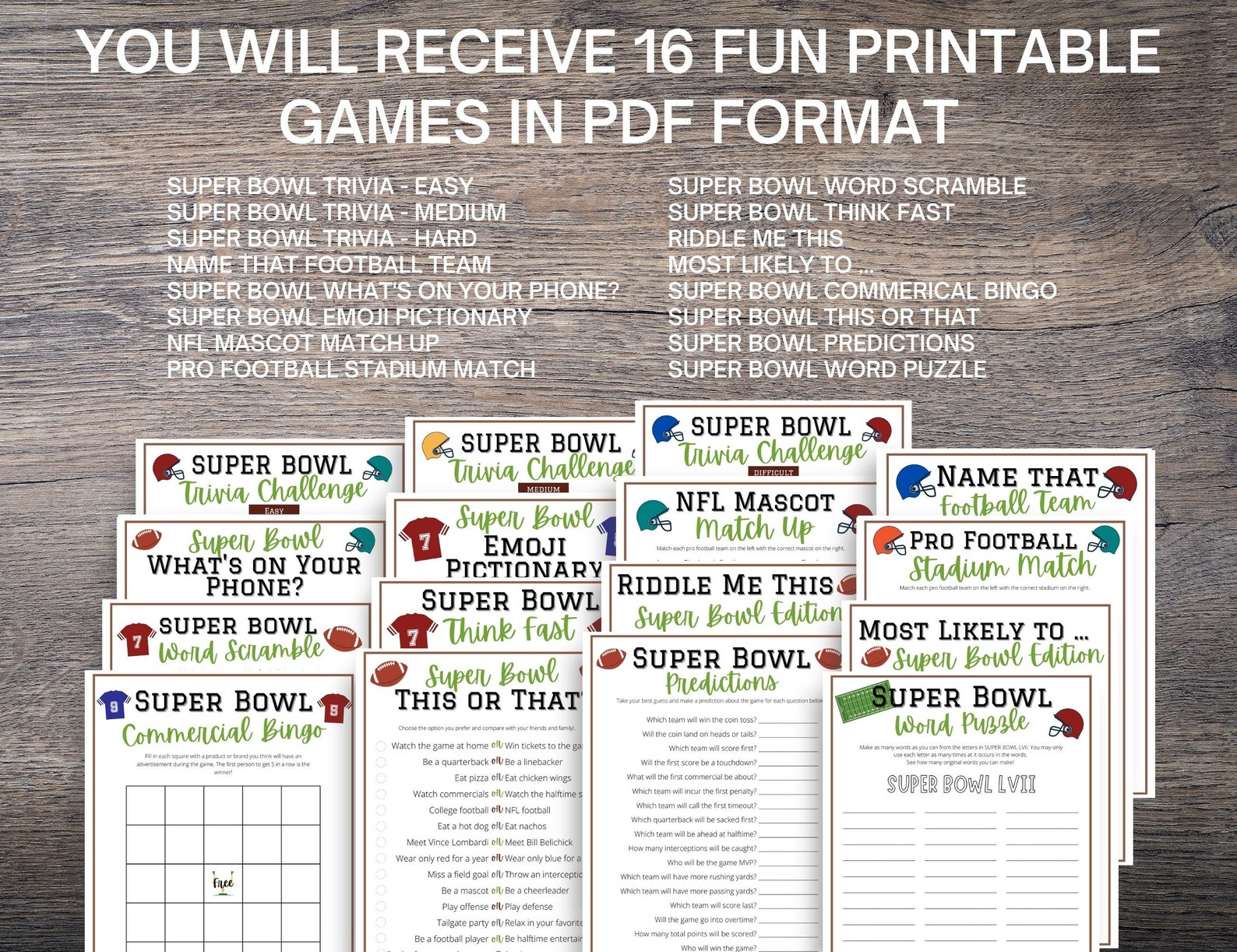 Football Party Games MEGA BUNDLE Football Sunday Super Bowl - Etsy