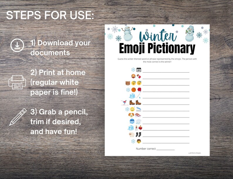 Winter Emoji Pictionary Game Winter Holiday Party Game - Etsy