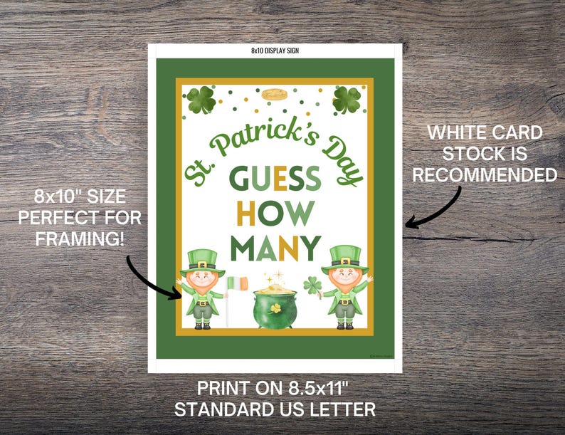 St. Patrick's Day Guess How Many Game Kit (PDF) - Etsy