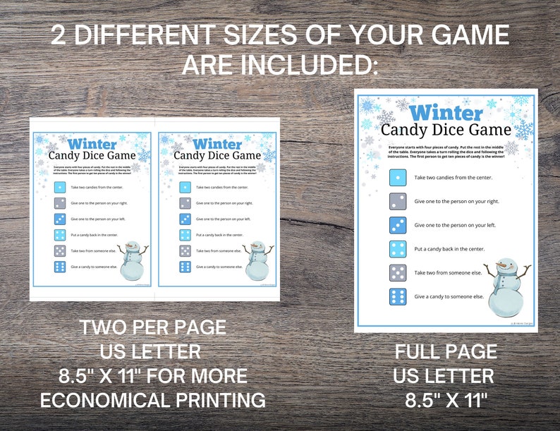 Winter Candy Dice Game: Holiday Party Activity for Kids (PDF) - Etsy