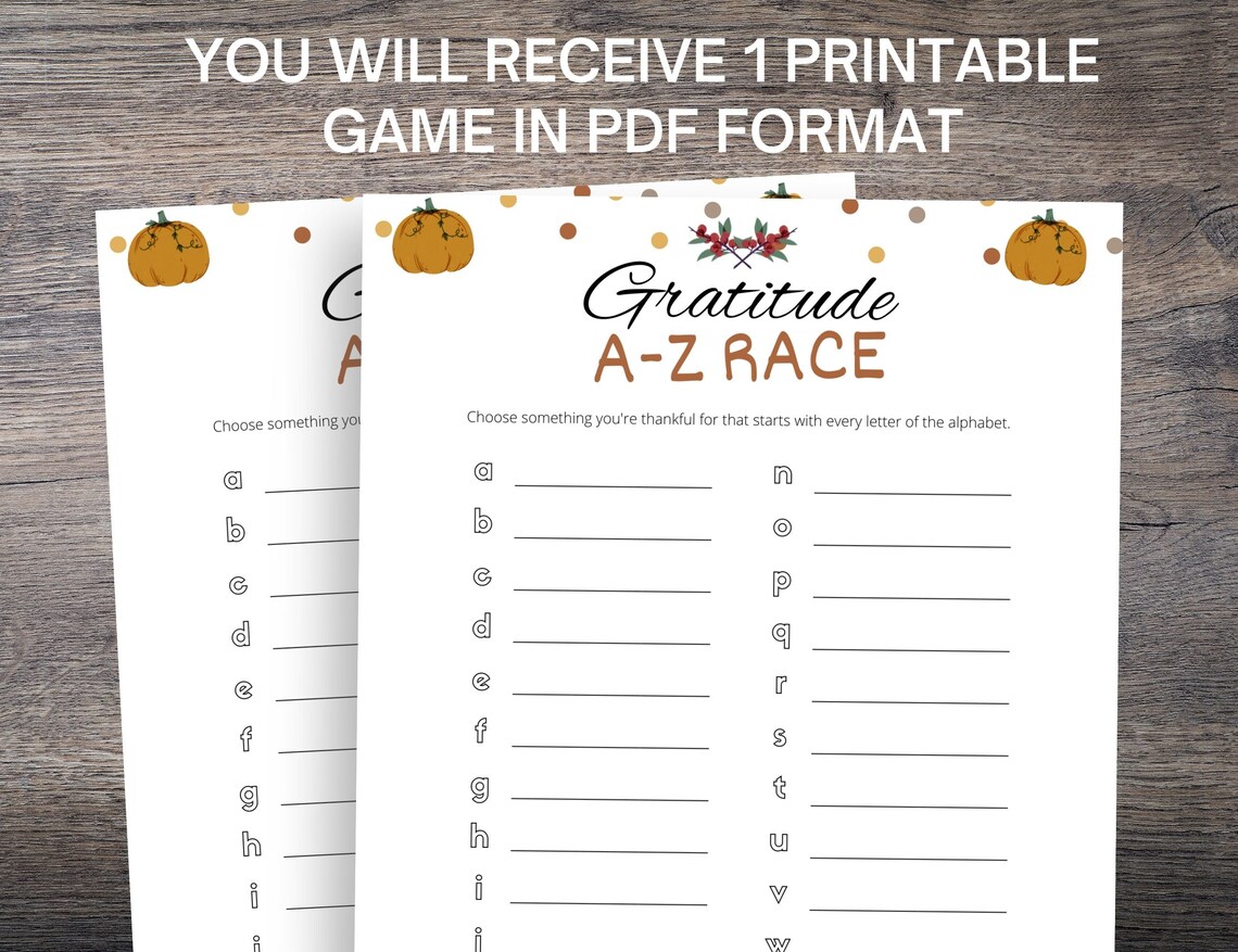 Gratitude A to Z List for Thanksgiving Dinner School - Etsy