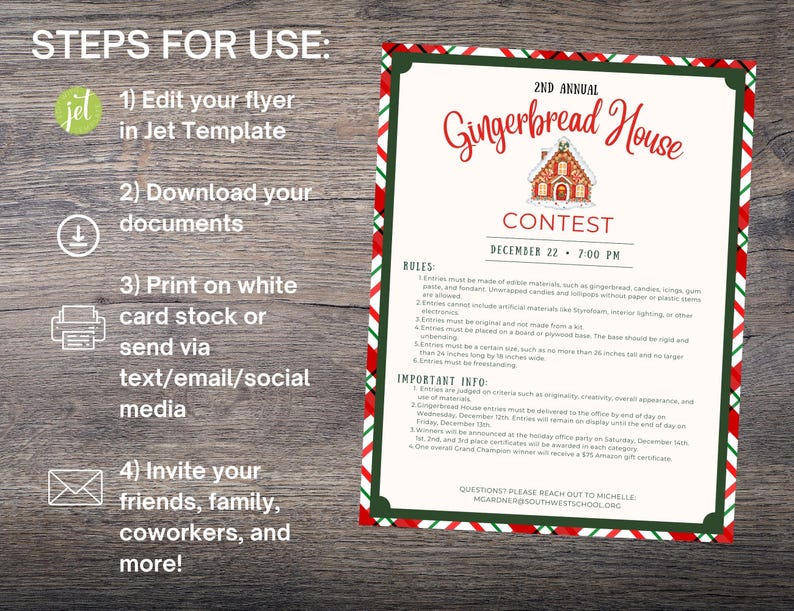 Gingerbread House Contest Flyer: Editable Christmas Party Information ...