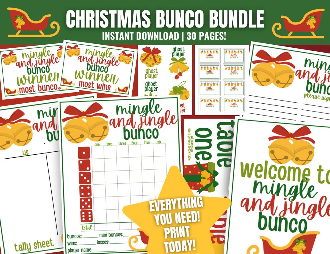 Christmas Mingle and Jingle Bunco Bundle: Scorecards, Tally Sheets and ...