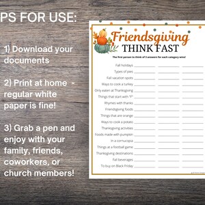 Friendsgiving Think Fast Game, Fun Friendsgiving Party Game for Teens ...