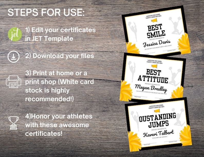Editable Cheerleading Award Certificates: End of Season Team Awards ...