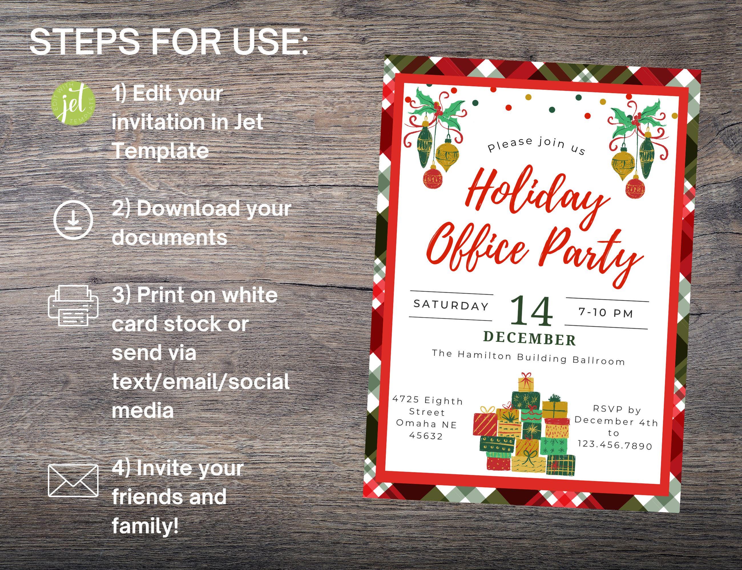 Editable Holiday Office Party Invitation: Christmas Work Party (digital ...