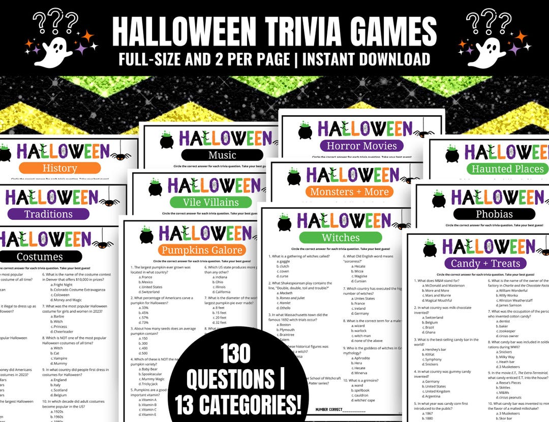 Halloween Pub Trivia Games Bundle, Halloween Trivia Night, Halloween ...