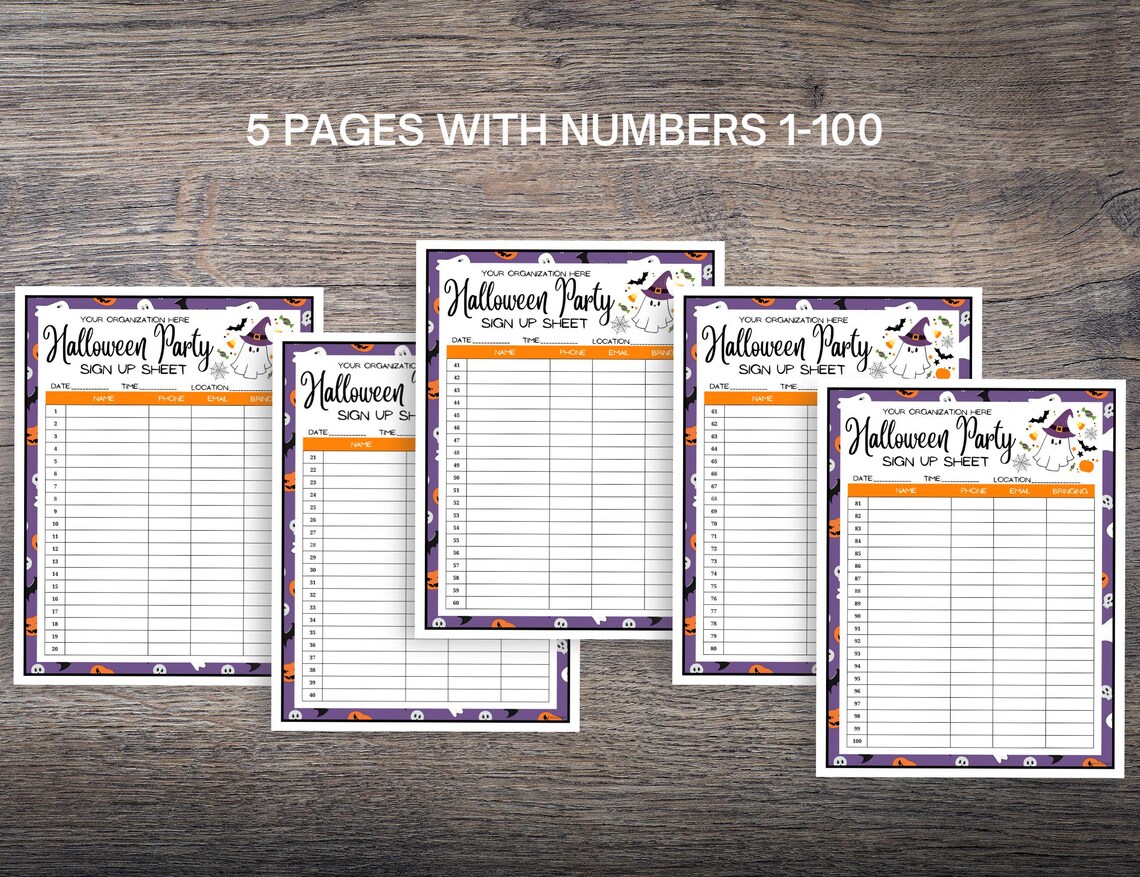 Editable Halloween Party Sign up Sheet (digital Download, Template) - Etsy