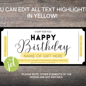 Editable Birthday Gift Voucher, Birthday Gift Certificate, Printable ...
