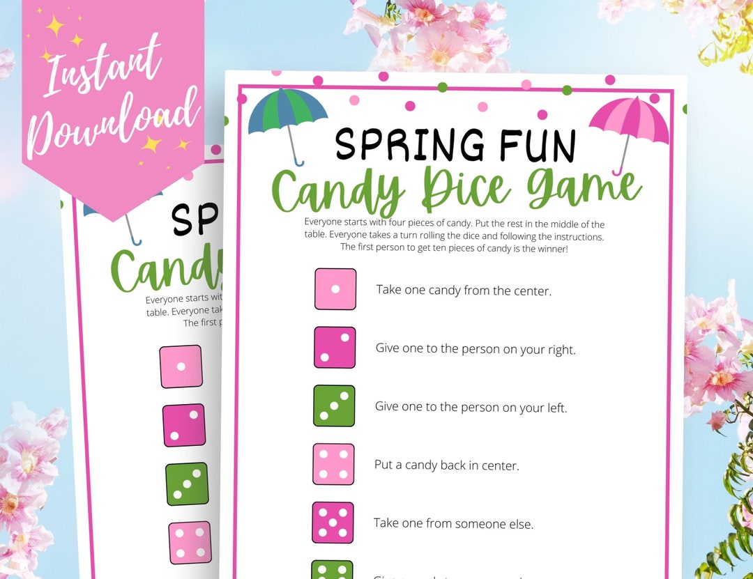 Spring Candy Dice Game Fun Spring Game for Kids & Teens - Etsy