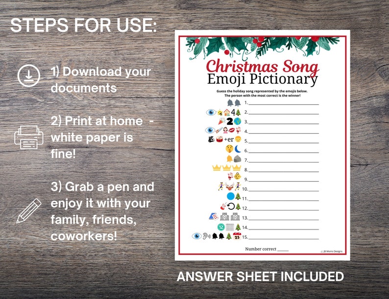 Christmas Music Emoji Pictionary Game: Holiday Song Trivia (digital ...