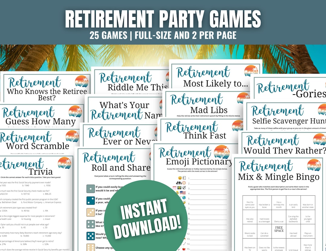 Retirement Party Games MEGA Bundle: 25 Fun Activities and Icebreakers ...