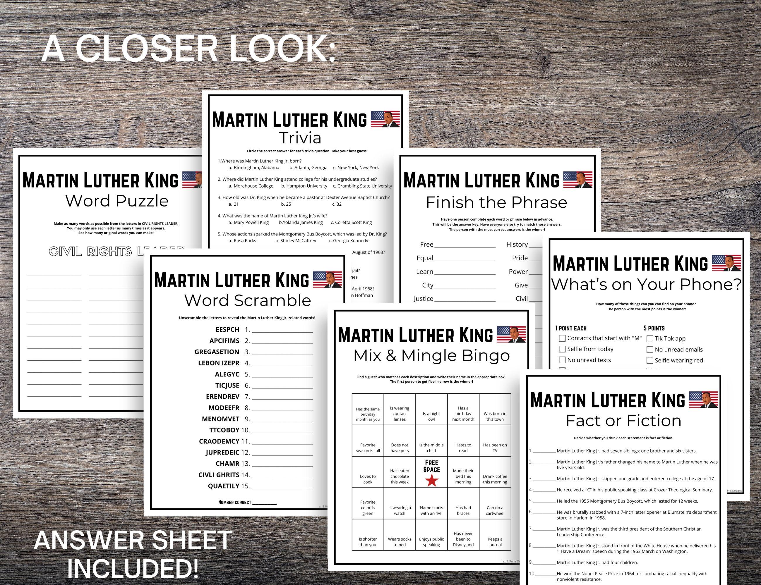 Martin Luther King Jr Day Games Bundle: 40 Activities and Icebreakers ...