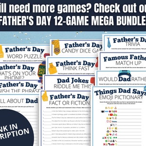 Father's Day Trivia Game Printable for Kids & Adults, Father's Day ...