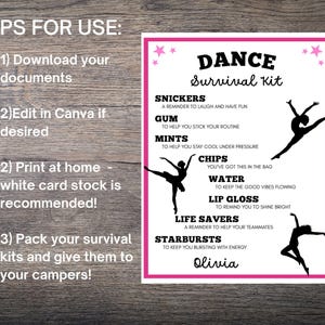 Editable Dance Competition Survival Kit: Gift Bag Tag Printables ...