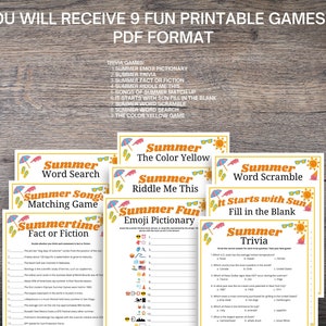 Summer Trivia Games Bundle: Fun Printable Activities (digital Download ...