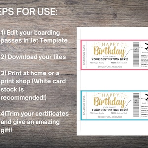 Birthday Boarding Pass Template: Editable Surprise Trip Ticket ...