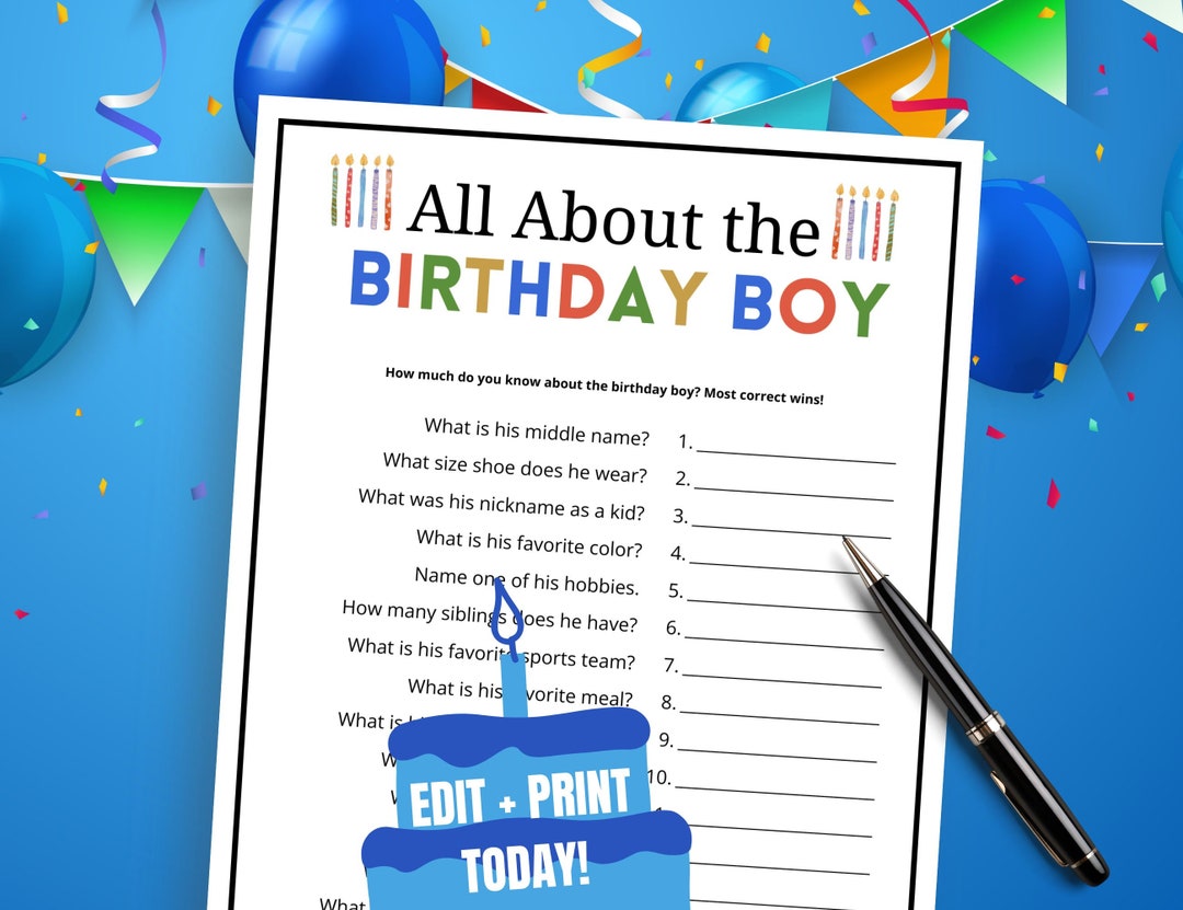 All About the Birthday Boy, Who Knows Him Best Birthday Party Game ...